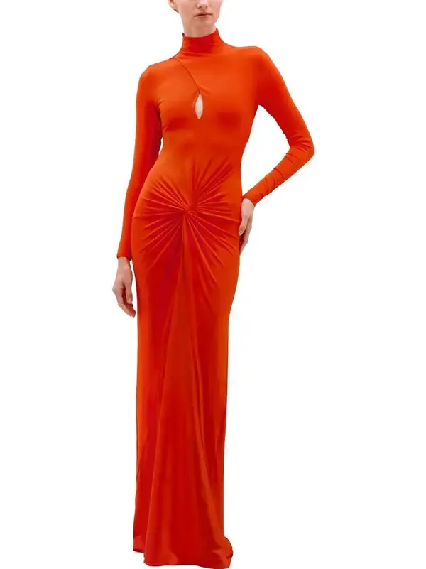 Silvia Tcherassi Birdy Twist-detail Cut-out Maxi Dress - Orange