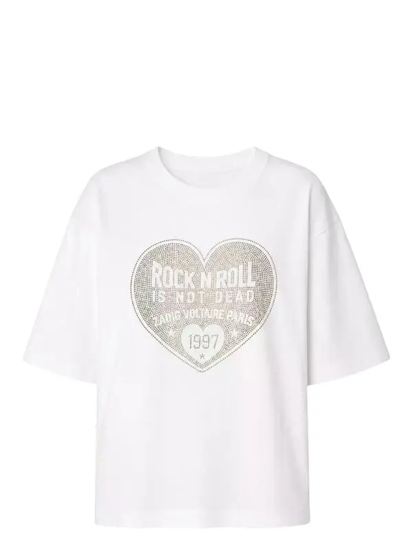 Zadig&Voltaire Heart Motif Rhinestone Embellished T-shirt - White