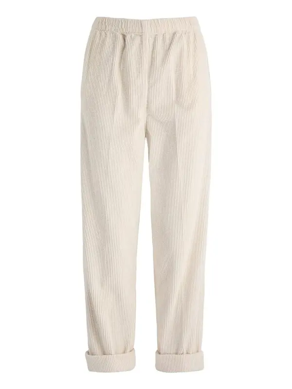 American Vintage Padow Cropped Corduroy Trousers - Ecru