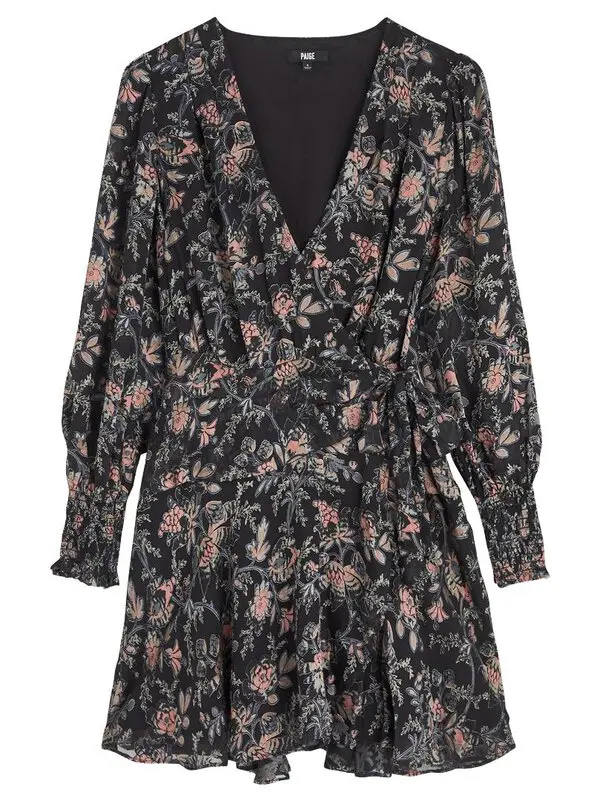 Paige Audriana Floral Applique Wrap Mini Dress - Multicoloured