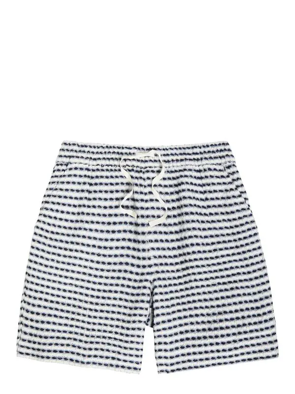 CHE Ché Riita Textured Patterned Linen Shorts - Navy