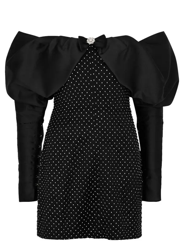 NAFSIKA SKOURTI Opera Embellished Satin Mini Dress - Black