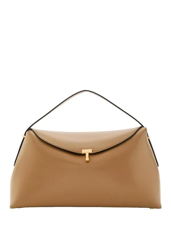TOTEME T-lock Leather Top Handle Bag - Camel