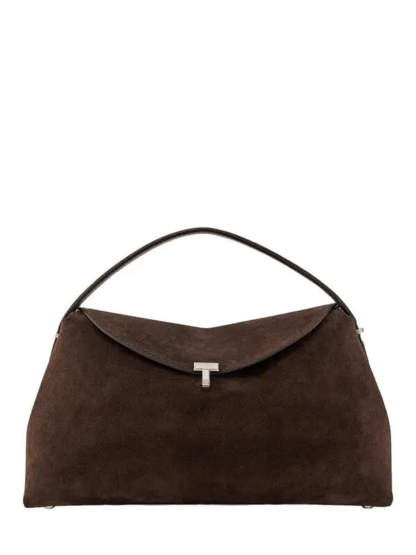 TOTEME T-lock Suede Top Handle Bag - Brown