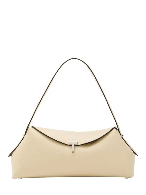 TOTEME T-lock Grained Leather Shoulder Bag - Ivory