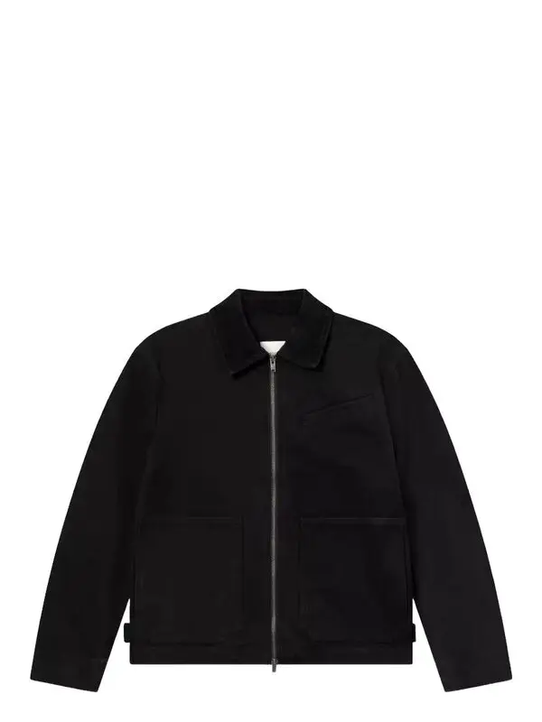 Wood Wood Zip-up Cotton Jacket With Corduroy Collar - Black