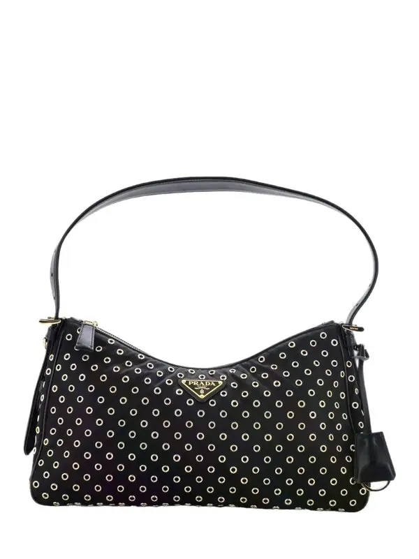 Prada Aimee Re-nylon Shoulder Bag With Grommets - Black