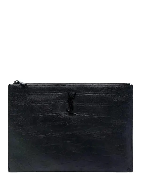 Saint Laurent Monogram Document Holder Clutch Bag - Black