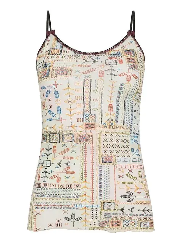 Momoni Airelle Graphic Print Top - Neutrals
