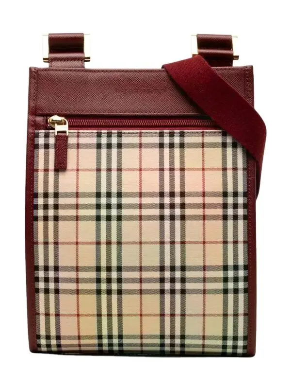 Burberry House Check Canvas Crossbody Bag - Red