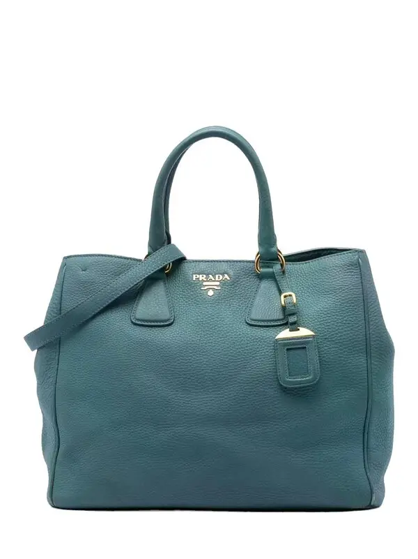 Prada Vitello Daino Convertible Tote Satchel - Blue