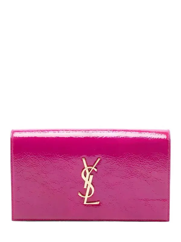 Saint Laurent Patent Leather Monogram Kate Clutch Bag - Pink