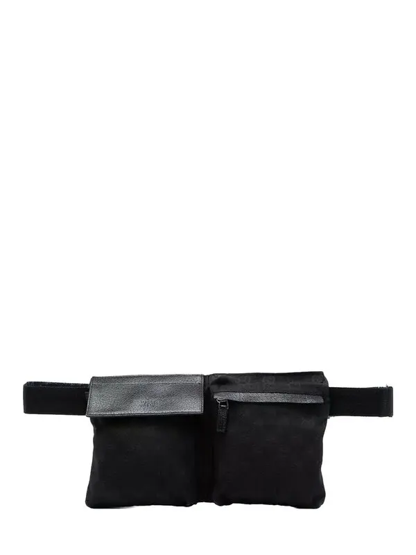 Gucci Gg Canvas Double Pocket Belt Bag - Black