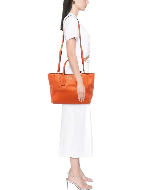 Prada Vitello Daino Convertible Tote - Orange