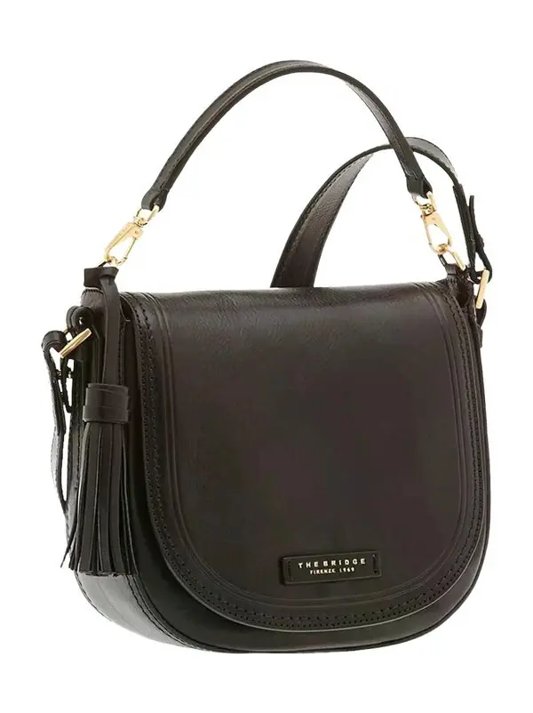 THE BRIDGE Leather Shoulder Bag With Tassel Detail - Black