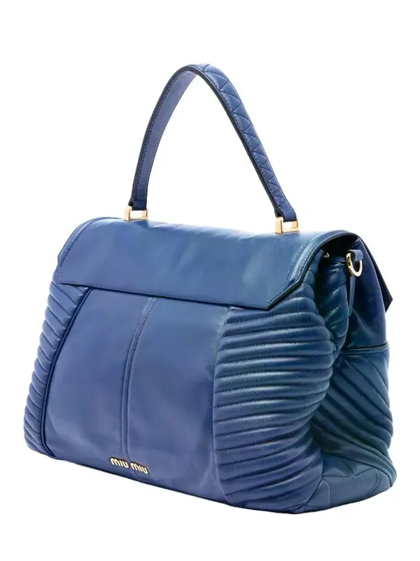 Miu Miu Quilted Nappa Biker Top Handle Bag - Blue