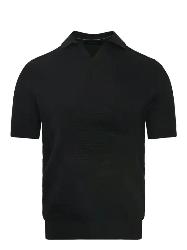 PYA Bubble-knit Johnny-collar T-shirt - Black