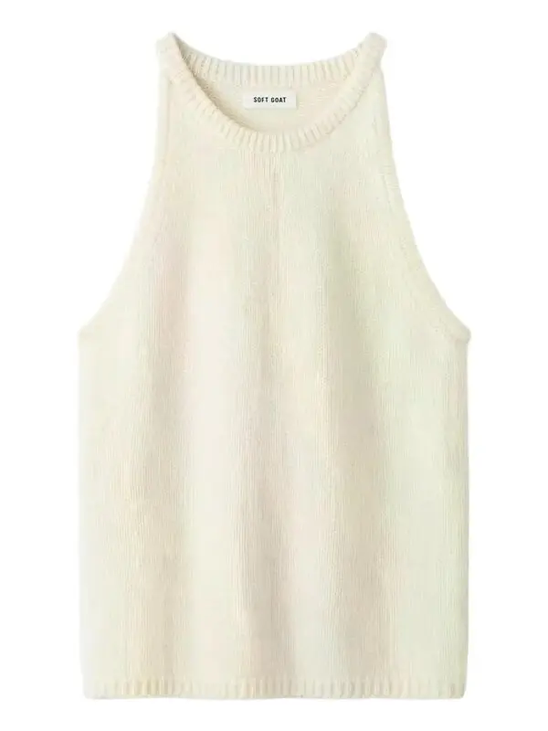 Soft Goat Cashmere Halterneck Top - Neutrals