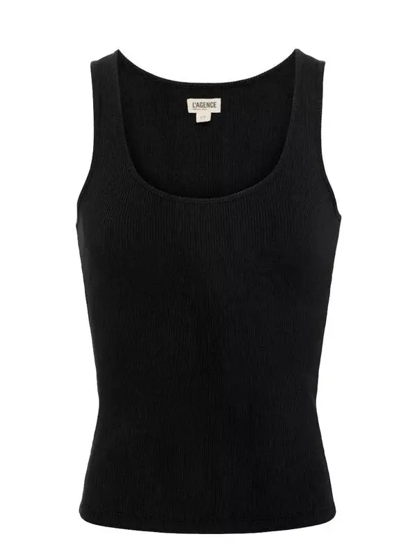 L'Agence Adira Scoop-neck Ribbed Knit Tank Top - Black