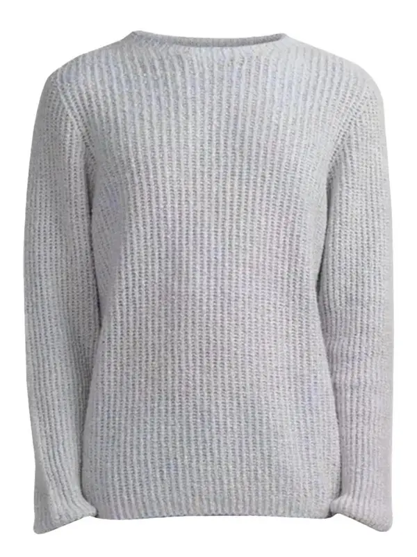 HANNES ROETHER Ribbed Knit Crew Neck Sweater - Grey