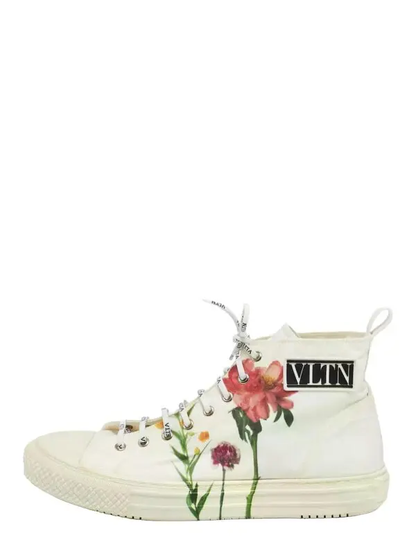 Valentino Garavani Floral Print Lace-up Sneakers - Neutrals
