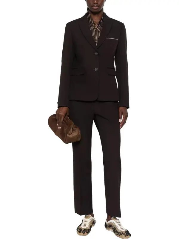 Peserico Single-breasted Blazer With Bead Trim - Brown