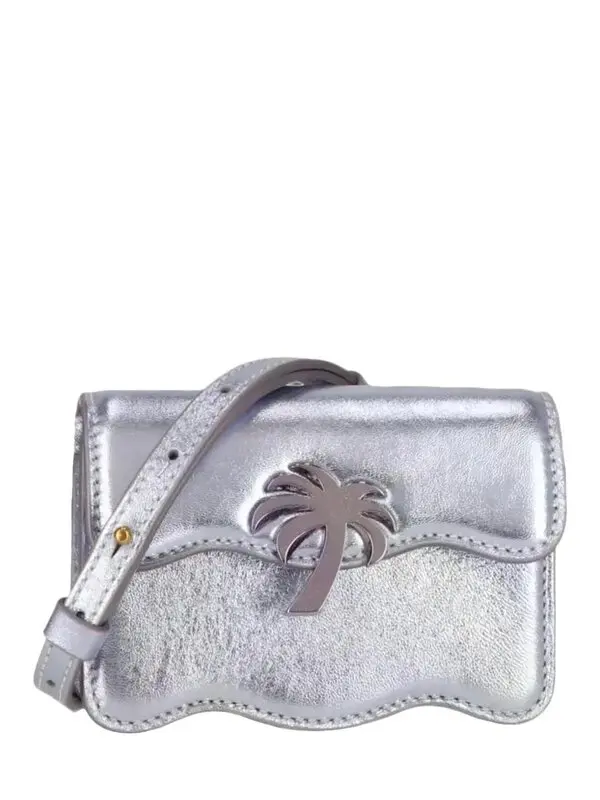 Palm Angels Metallic Leather Crossbody Bag - Silver