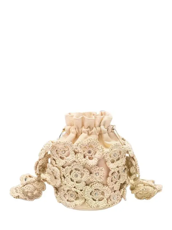 Rosantica Crochet Crystal-embellished Shoulder Bag - Neutrals