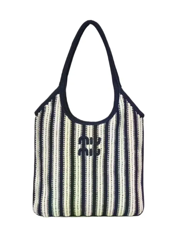 Miu Miu Crocheted Striped Tote Bag - Blue
