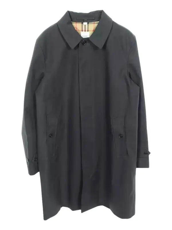 Burberry Convertible Collar Twill Coat - Blue