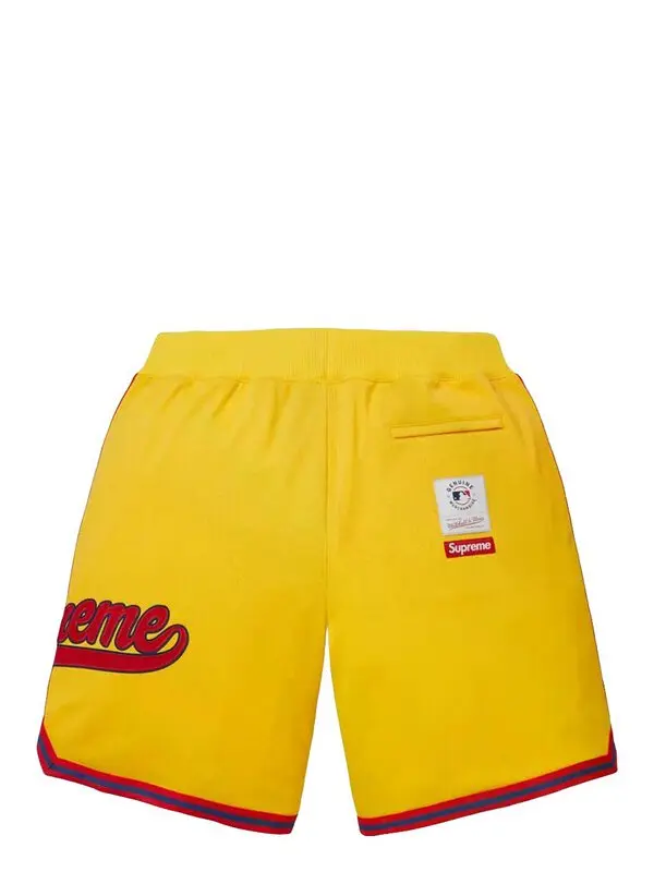Supreme X Mitchell & Ness Mlb Logo-patch Shorts - Yellow