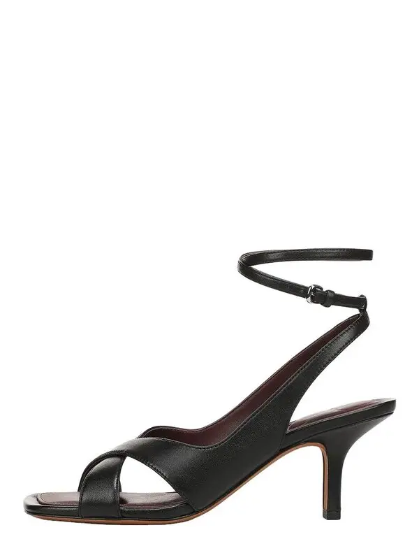 Vince Lola Leather Heeled Wrap Sandal - Black