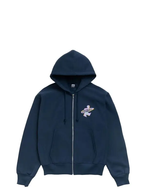 StÜssy Dot Surf Puff Print Zip Hoodie - Navy