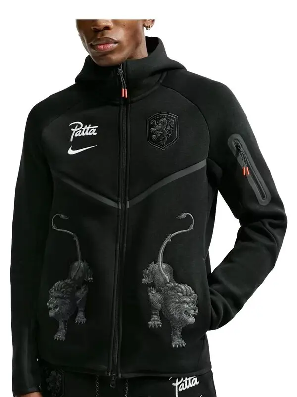 Nike X Netherlands X Patta Tech Fleece Full-zip Windrunner Hoodie - Black