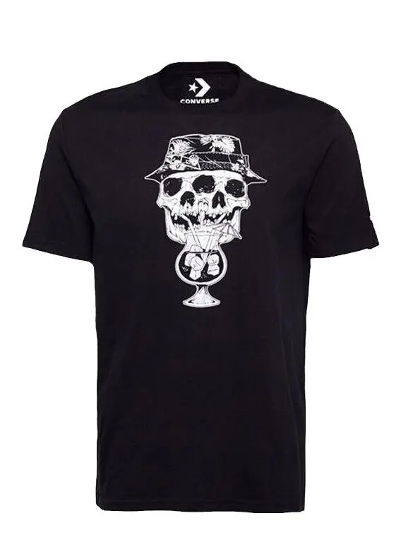 CONVERSE Skull & Cocktail T-shirt Asia Sizing - Black