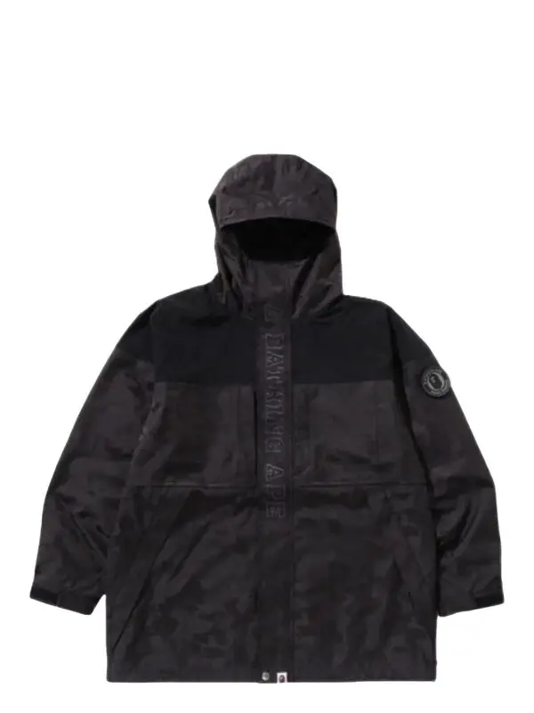 A BATHING APE Solid Camo Jacquard Long Jacket - Black