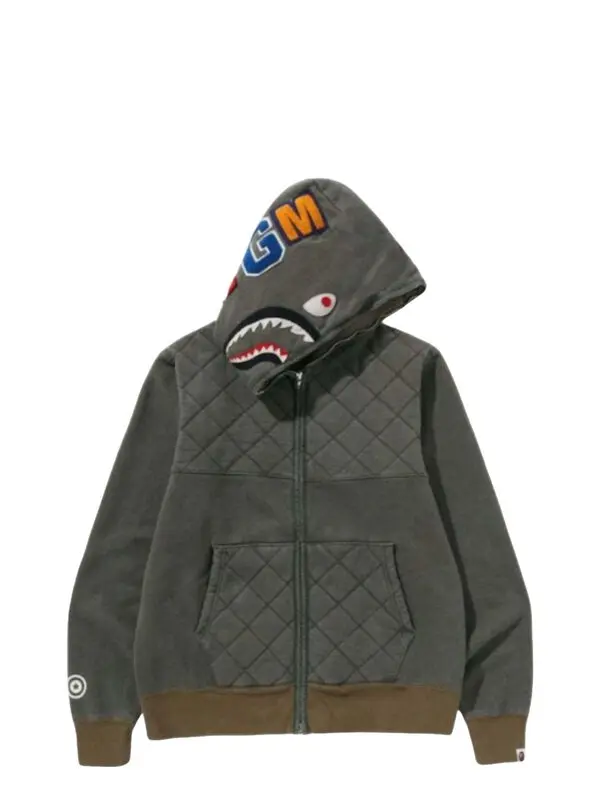 A BATHING APE Military Shark Full Zip Hoodie - Olived