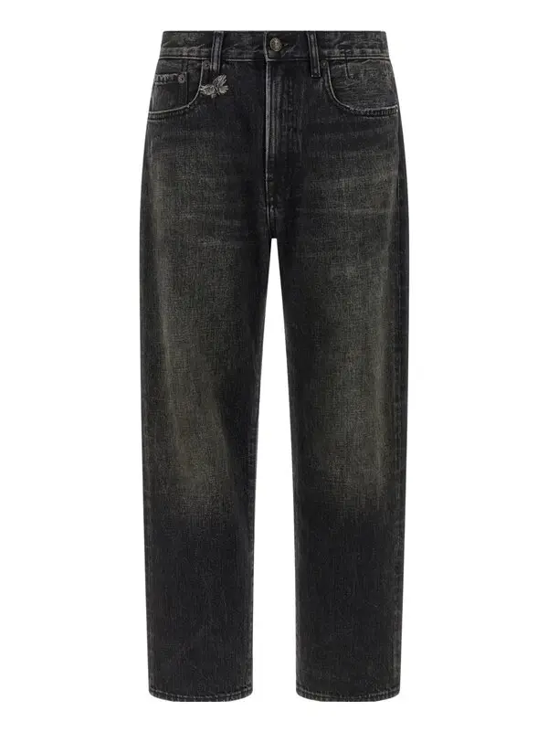 R13 Boyfriend Cropped Jeans - Black