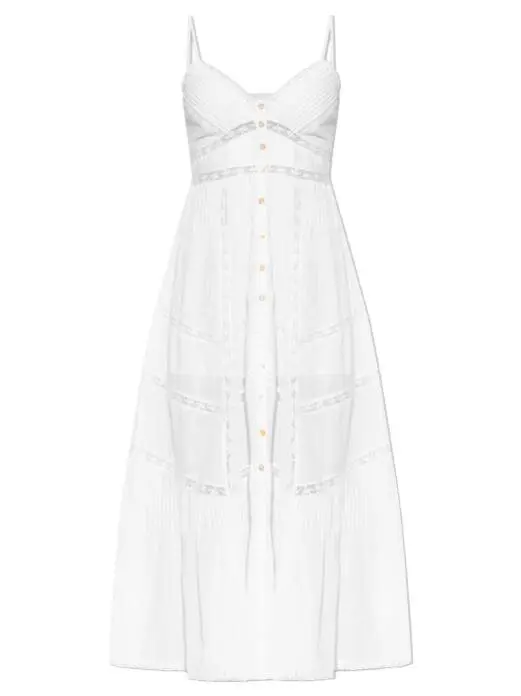 LoveShackFancy Esilda Lace-trim Midi Dress - White