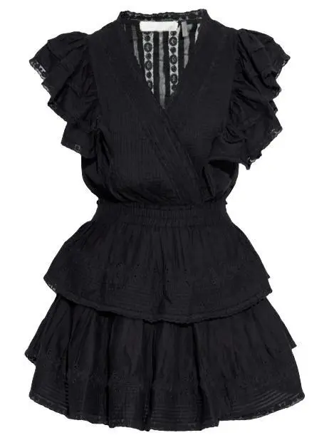 LoveShackFancy Gwen Ruffled Mini Dress - Black