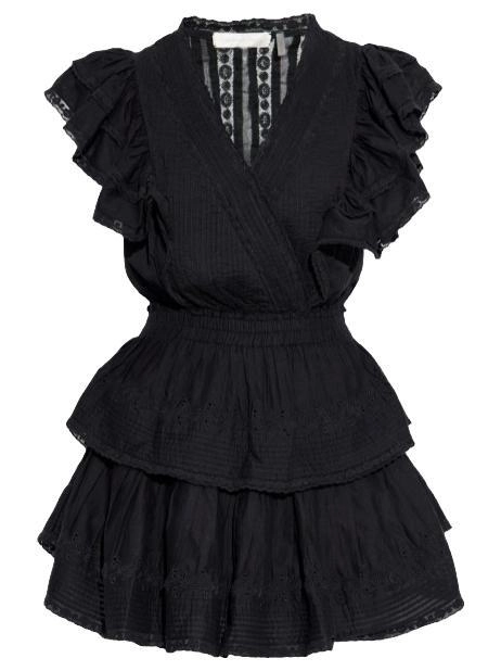 LoveShackFancy Gwen Ruffled Mini Dress - Black