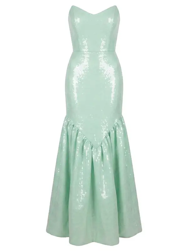 NOMI FAME Strapless Sequined Corset Mermaid Gown - Green