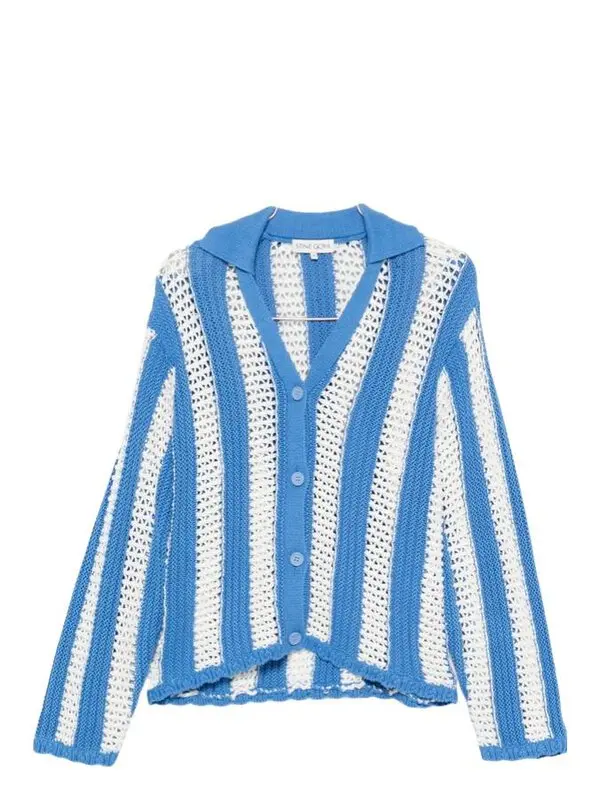 Stine Goya Striped Knit Collared Cardigan - Baseb