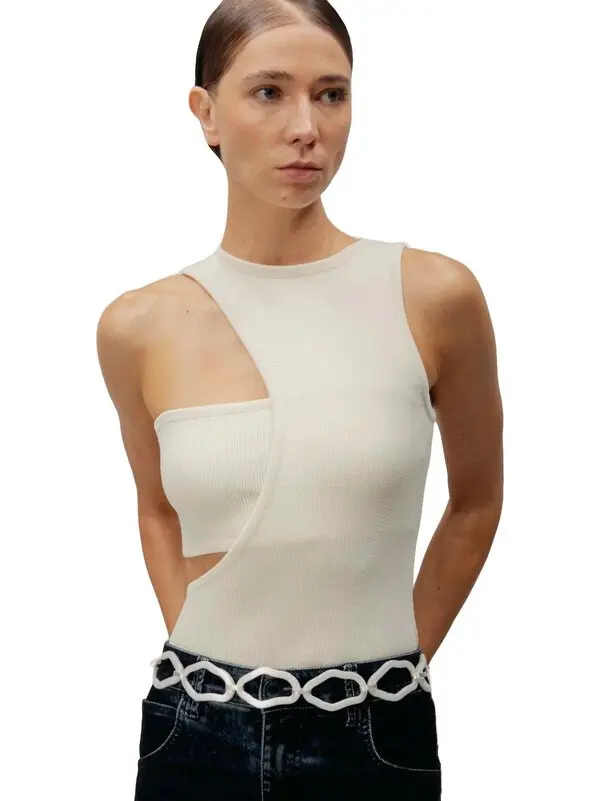 BAOBAB Bianca Asymmetrical Cutout Bodysuit - Cream