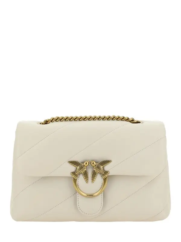 Pinko Love Classic Leather Shoulder Bag - White