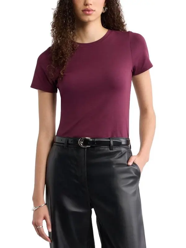 Nordstrom Pima Cotton Blend Crewneck T-shirt - Burgundy Fig