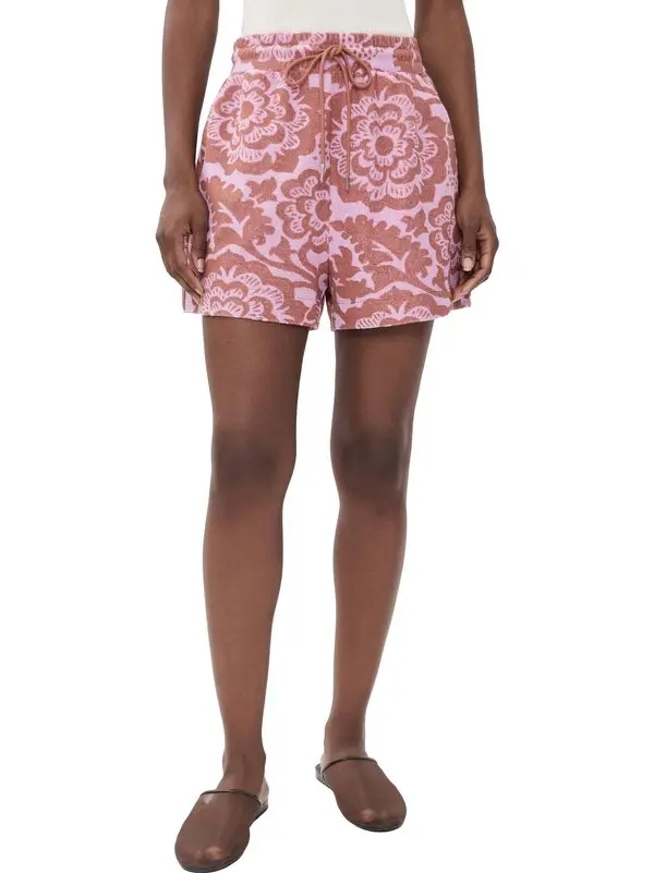 Essentiel Antwerp Jorton Floral Terry Cloth Shorts - Combo2 Violette