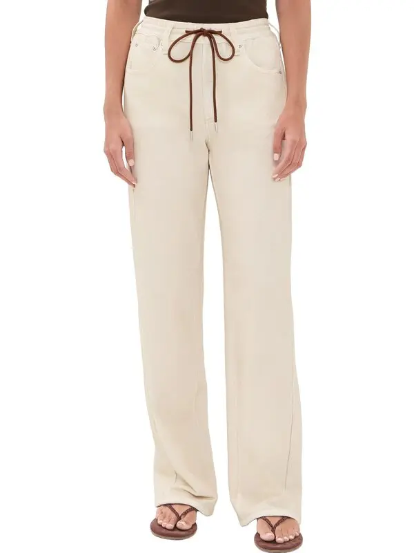 Rag & Bone Miramar Terry Drawcord Wide Leg Pants - Ecru