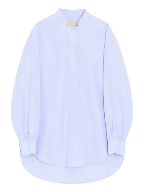 Valentino Garavani Cotton Poplin Stripe Shirt - Blue