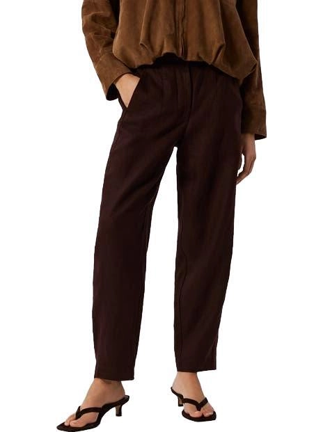 Whistles Linen Barrel Leg Trouser - Brown